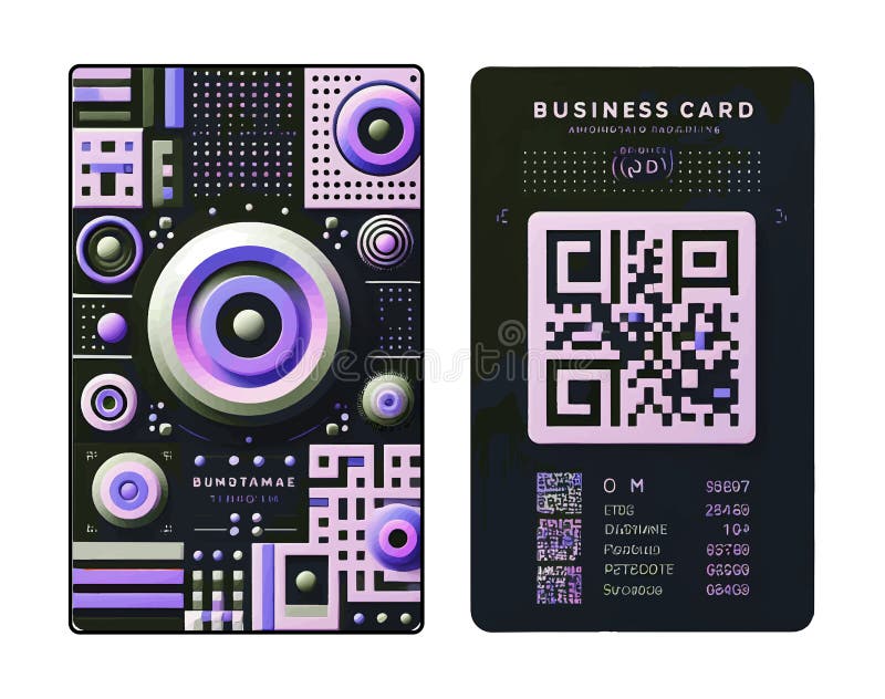 Business Card with Qr Codes Design Generator Purple Color Stock Vector ...
