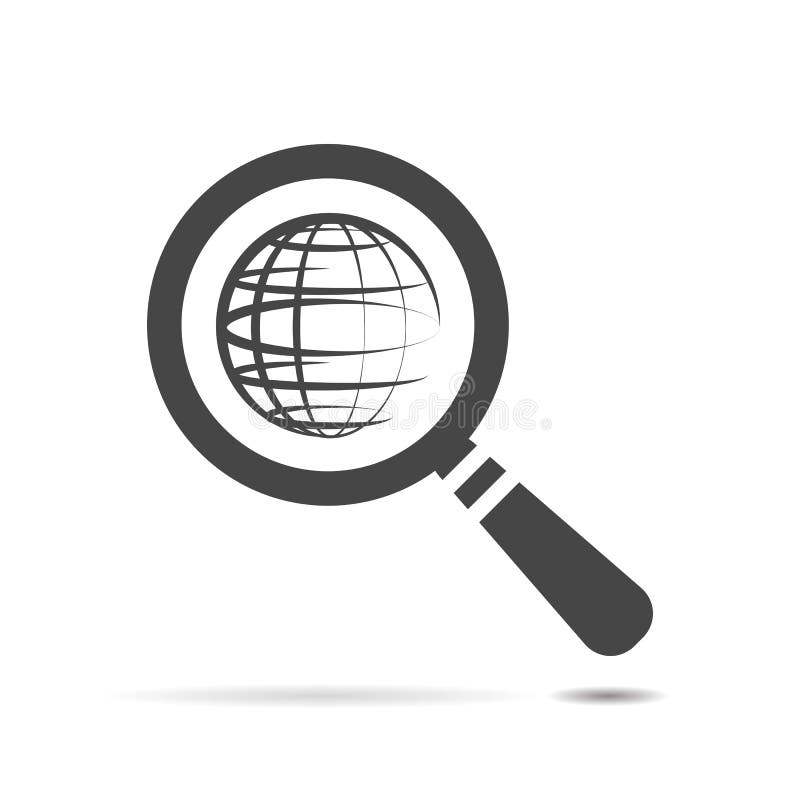 Busque El Icono Del Planeta Plano Del Globo, Lupa Ilustración del ...