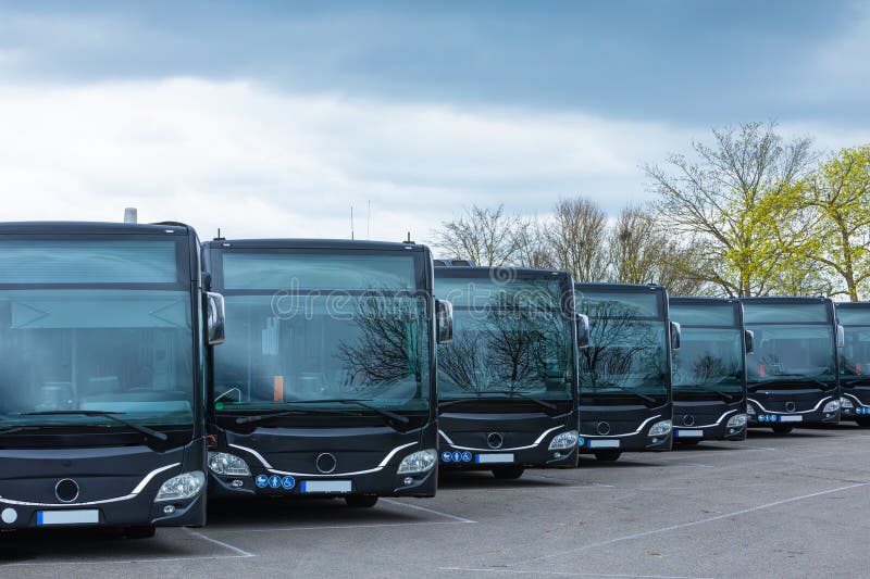 Busses on a Bus Station Lined Up Stock Photo - Image of travelling ...