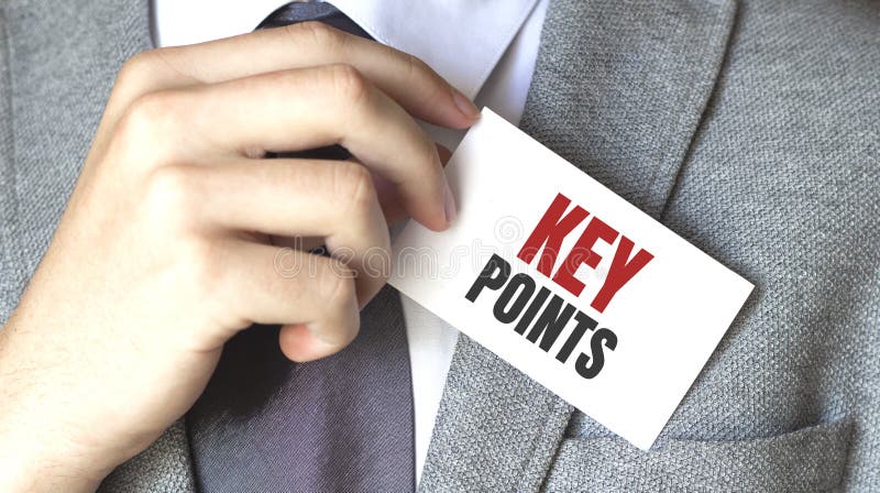 Bussinessman Putting a Card with Text KEY POINTS in the Pocket Stock ...