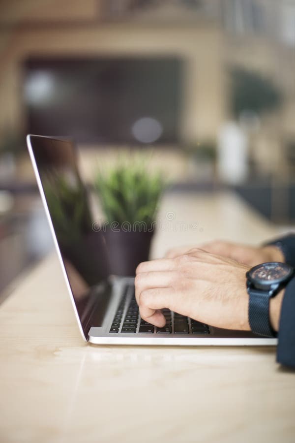 Businessman Using Laptop Computer in Office Stock Image - Image of ...
