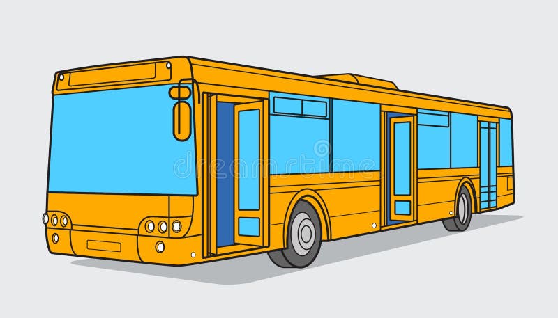 Yellow Bus Image. Black Outline Transport Illustration Stock ...
