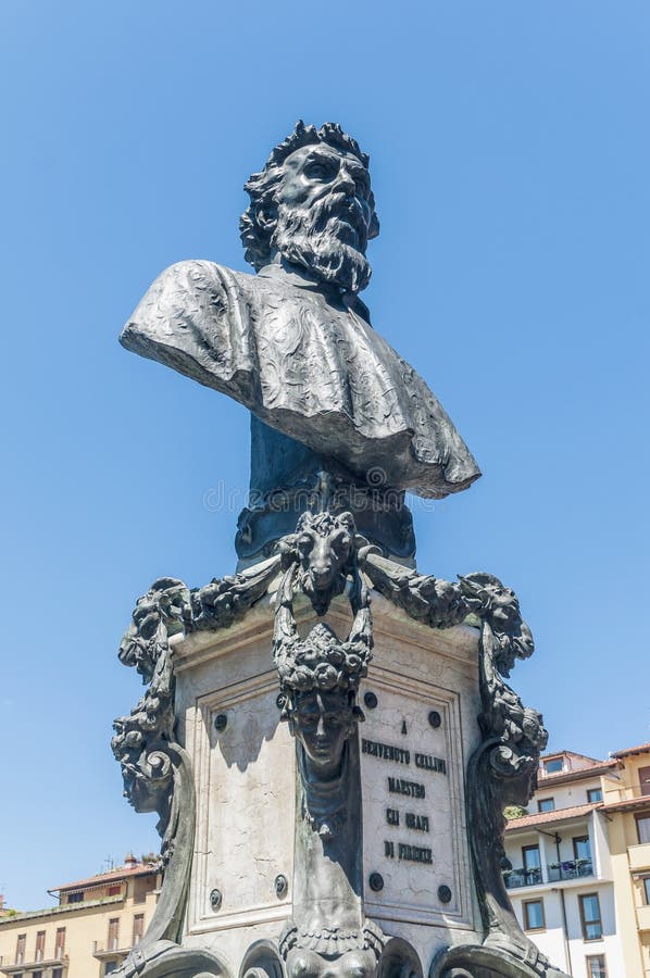 Bust of Benvenuto Cellini in Florence, Italy Stock Photo - Image of ...