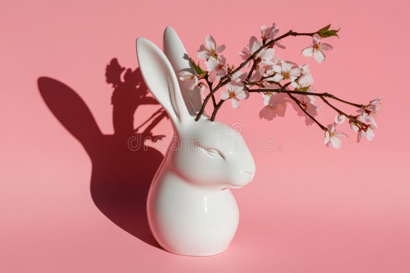 The Bust Depicts a White Rabbit on a Pink Background with Almond ...