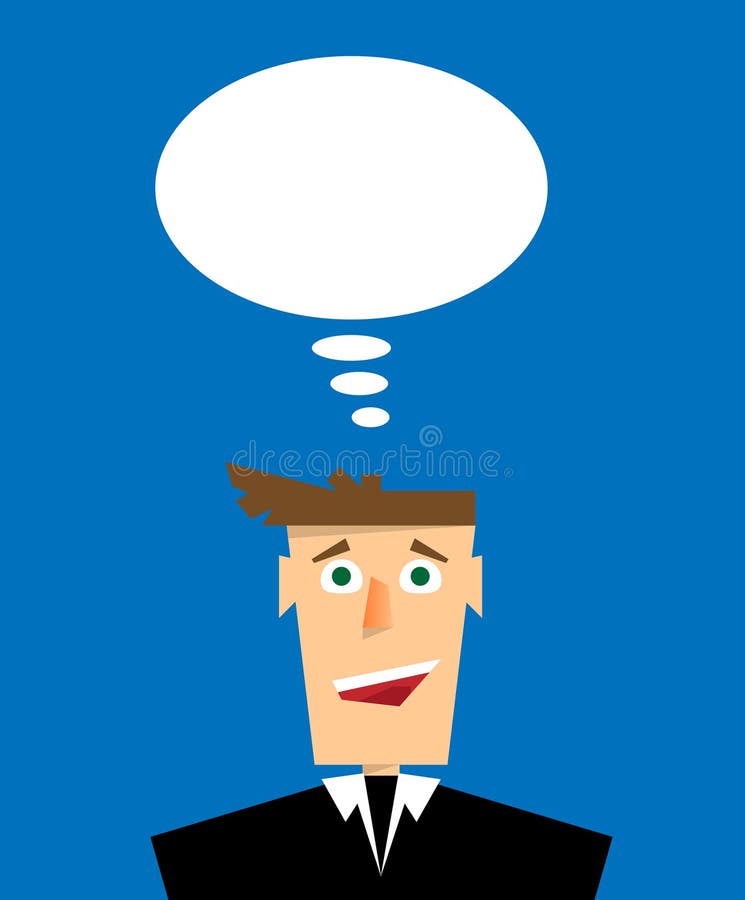 Bust of Happy Talking Businessman with Speech Bubble Stock Vector ...
