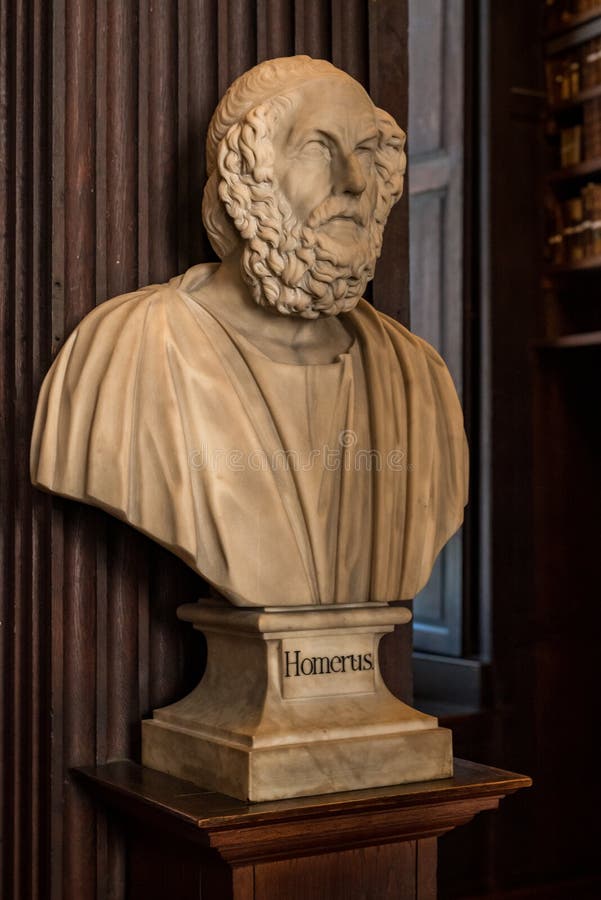 Bust of Homer Homerus in Long Room of Trinity College Old Library in ...