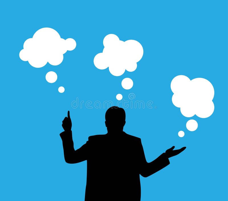 Bust Silhouette of Business Man with Speech Bubbles Stock Vector ...
