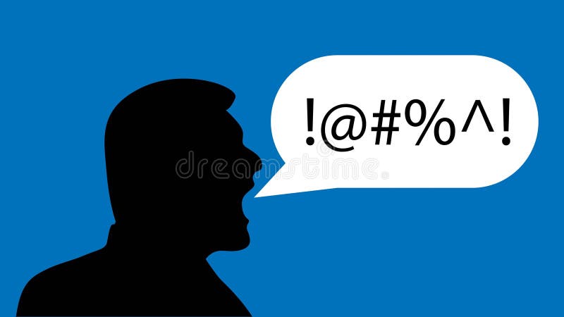 Bust Silhouette of a Man Swearing and Shouting Stock Vector ...