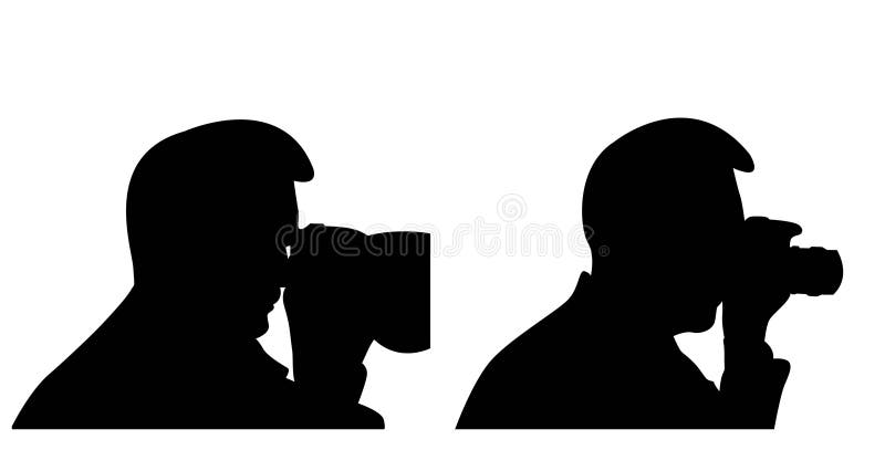 Bust Silhouette of a Photographer with Camera Side View Stock Vector ...