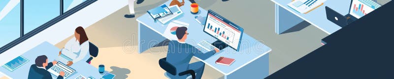 A Bustling Accounting Firm with Employees Crunching Numbers Stock ...