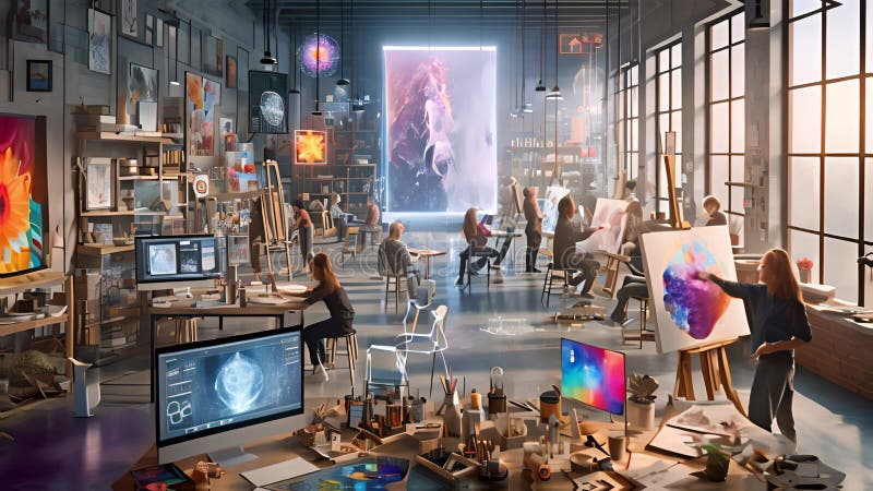 Creativity Innovation Art Studio. Blend Digital and Classic Painting ...