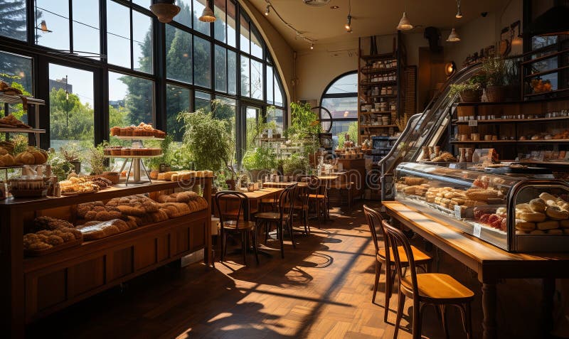 Bustling Bakery Filled with Pastries and Cakes Stock Photo - Image of ...