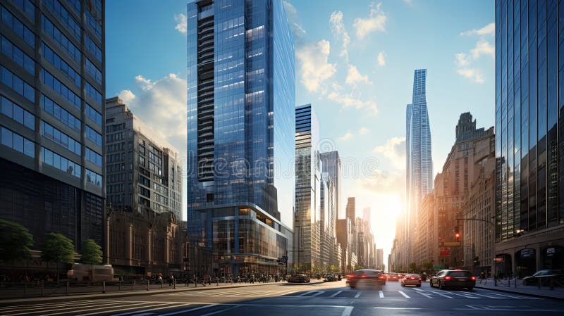 Bustling big city building stock illustration. Illustration of ...