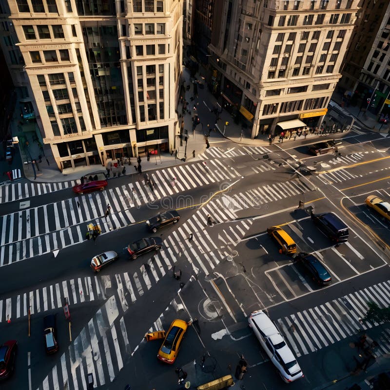 Bustling City Intersections Stock Illustration - Illustration of ...