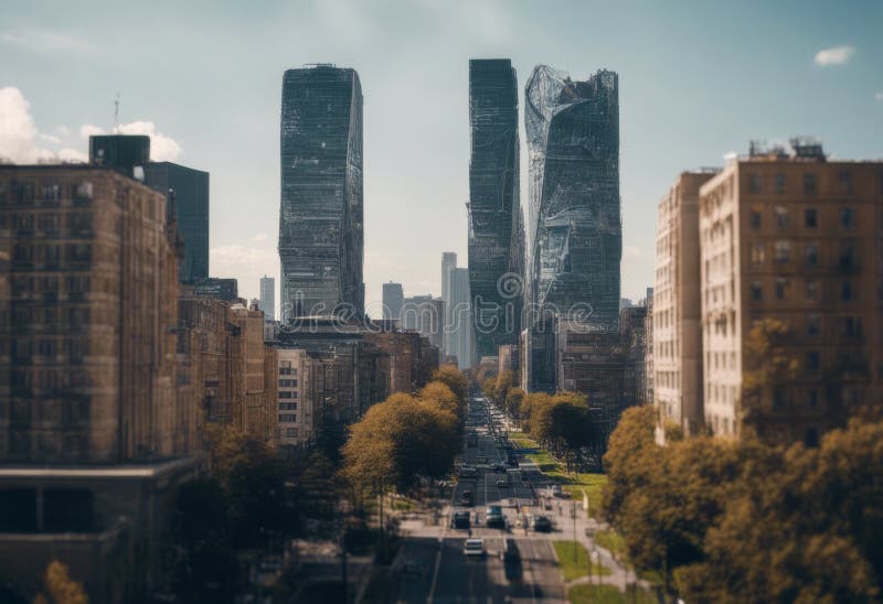 Bustling City Nature Development Geometric Environment Architecture ...