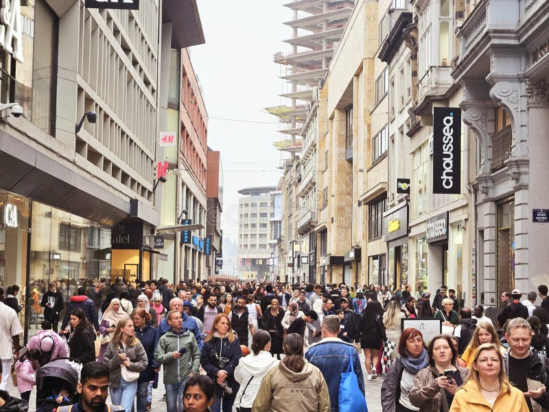 Bustling City Street Filled with Pedestrians in Brussels Editorial ... Bustling City Street Filled with Pedestrians in Brussels Editorial ...