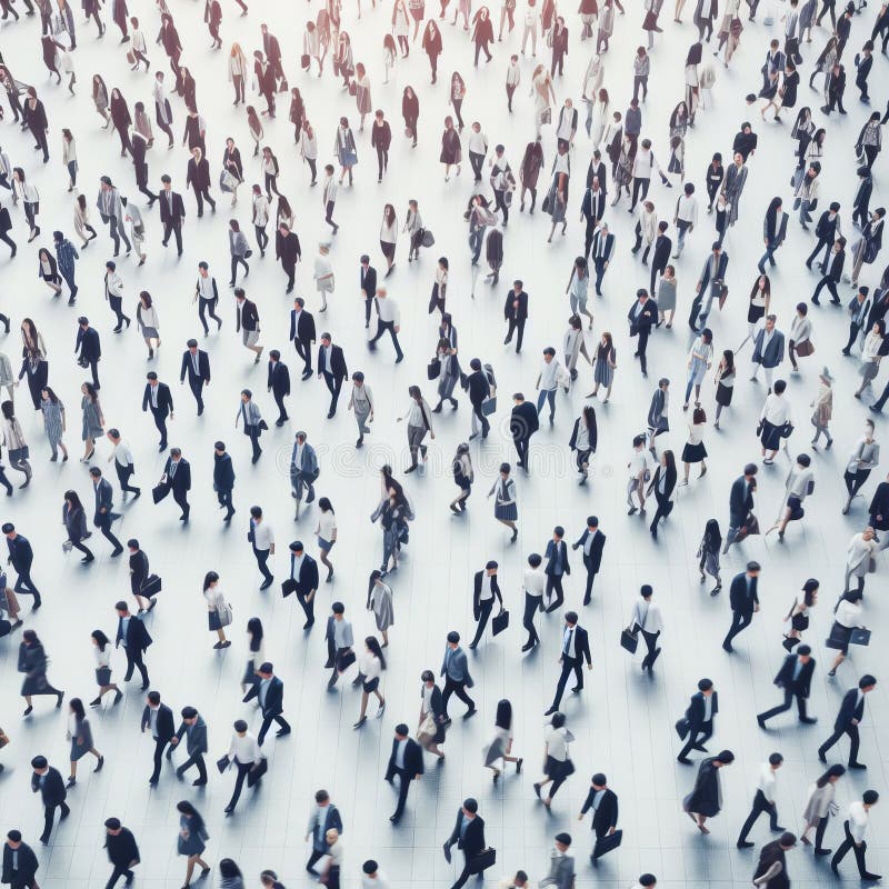 Bustling Commuters at Aerial View Stock Image - Image of convergence ...