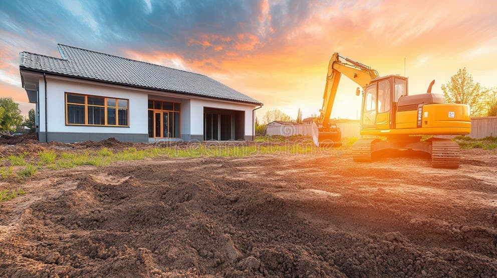 A Bustling Construction Site Features a Mighty Bulldozer at Work ...