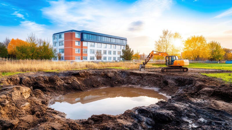 A Bustling Construction Site Showcases a Powerful Bulldozer Against the ...