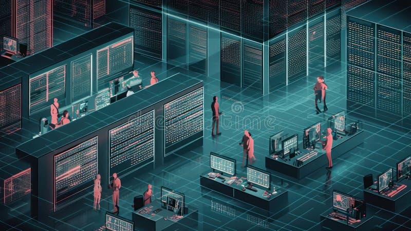 A Crowded Data Center Buzzing with Activity Created with Generative AI ...