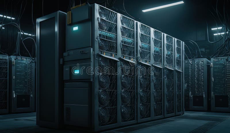Bustling Crypto Data Center Teeming with Cutting-edge, Mining Equipment ...