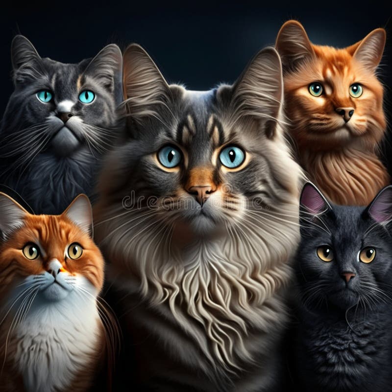 In a Bustling Environment, Imagine a Multitude of Cats Going about ...