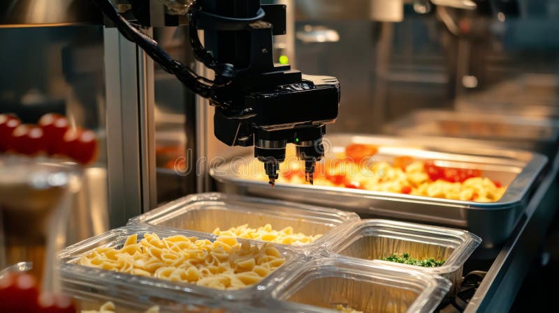 Automated Assembly Line Processing Items Robotic Arms Stock Photos ...