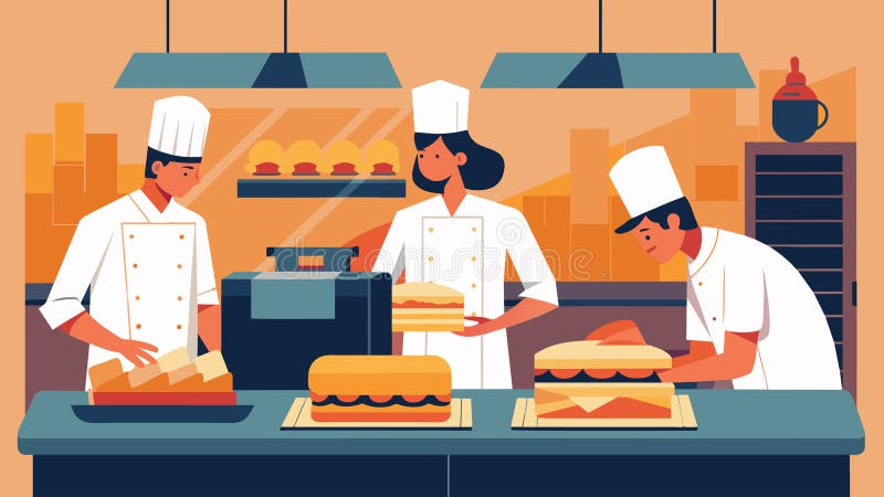 A Bustling Kitchen with Chefs Diligently Pressing Batch after Batch of ...