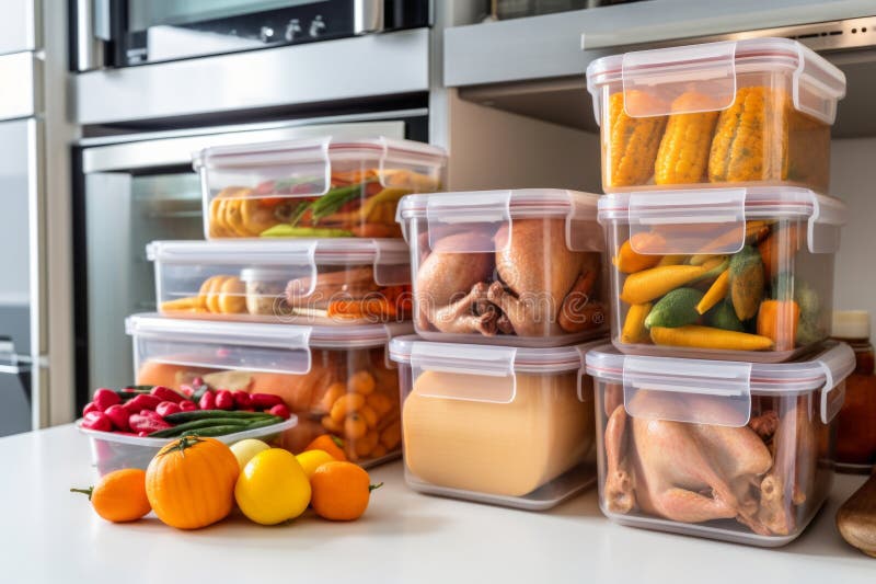 Bustling Kitchen Filled with Array of Food Items Stored in Various ...