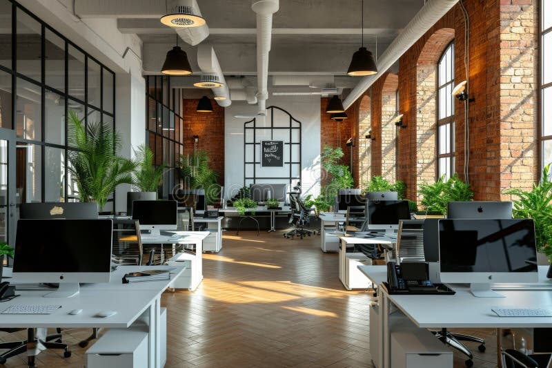 A Bustling Office Filled with Numerous Desks and Computers Where ...