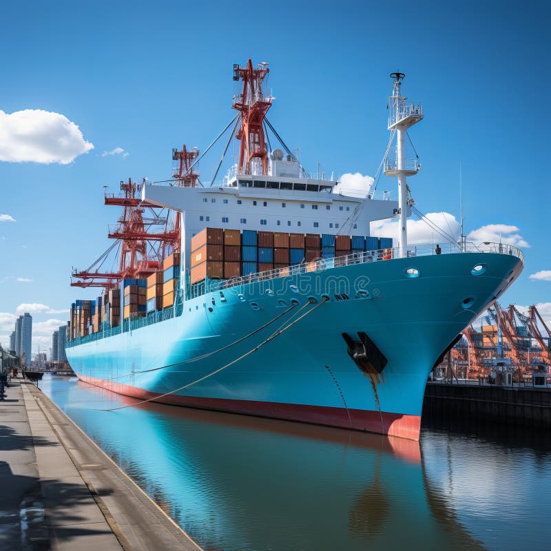 Bustling Port Stacked Shipping Containers on Transport Ship, Ample ...