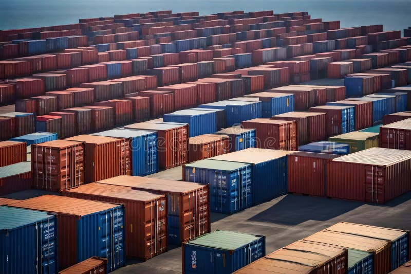 Bustling Seaport Filled with a Vast Array of Containers and Active ...
