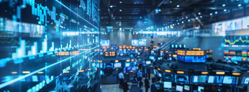 A Bustling Stock Exchange Floor with Data Streams Connecting Traders ...