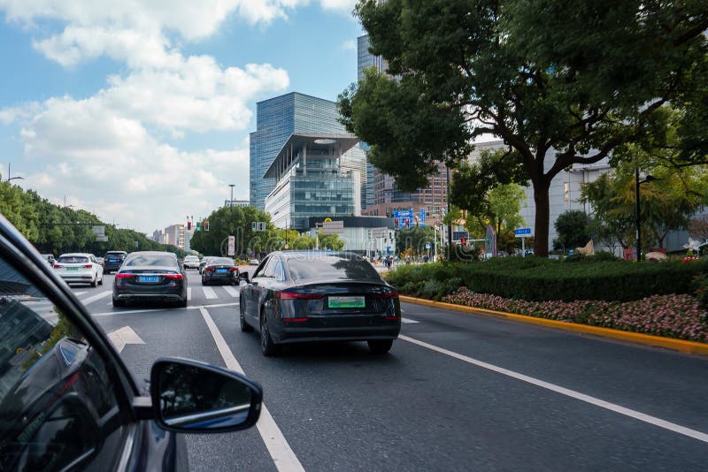 Bustling Street Scene with Modern Architecture in Shanghai Stock Photo ...