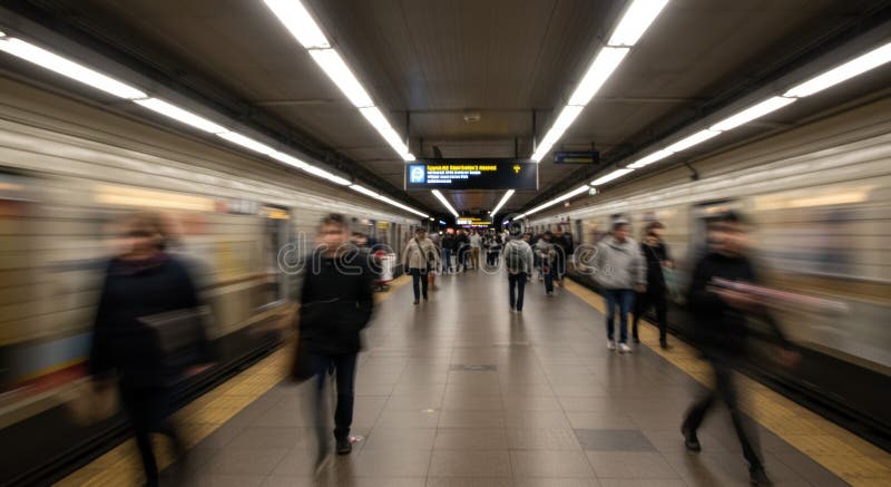 The Bustling Subway Station is Alive with Activity during Rush Hour, As ...