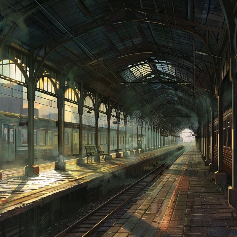 Bustling Train Station Hub, Connecting Travelers and Destinations Stock ...