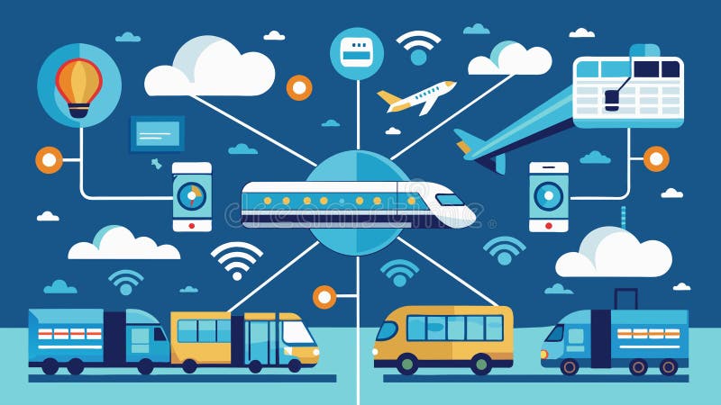 A Bustling Transportation Hub with Trains Buses and Planes Seamlessly ...