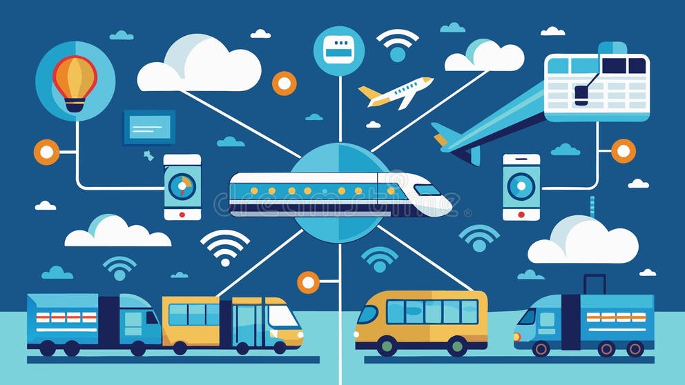 A Bustling Transportation Hub with Trains Buses and Planes Seamlessly ...