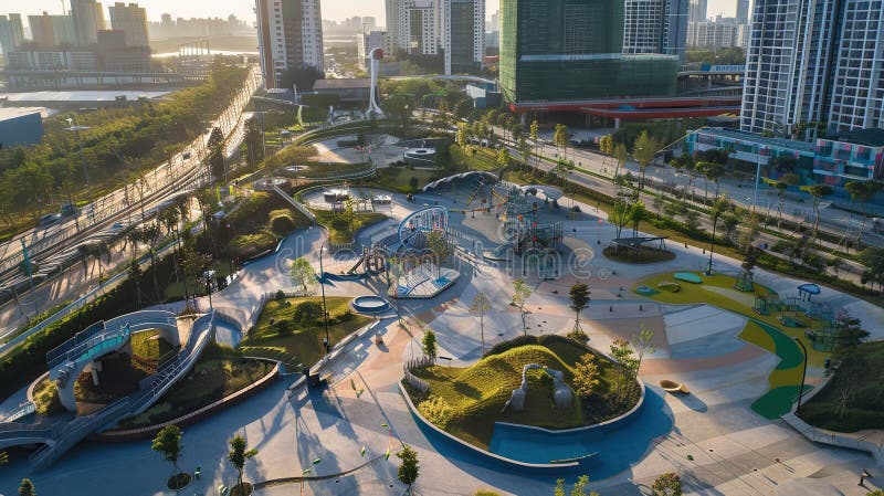 A Bustling Urban Park Alive with Activity and Energy. Generative Ai ...