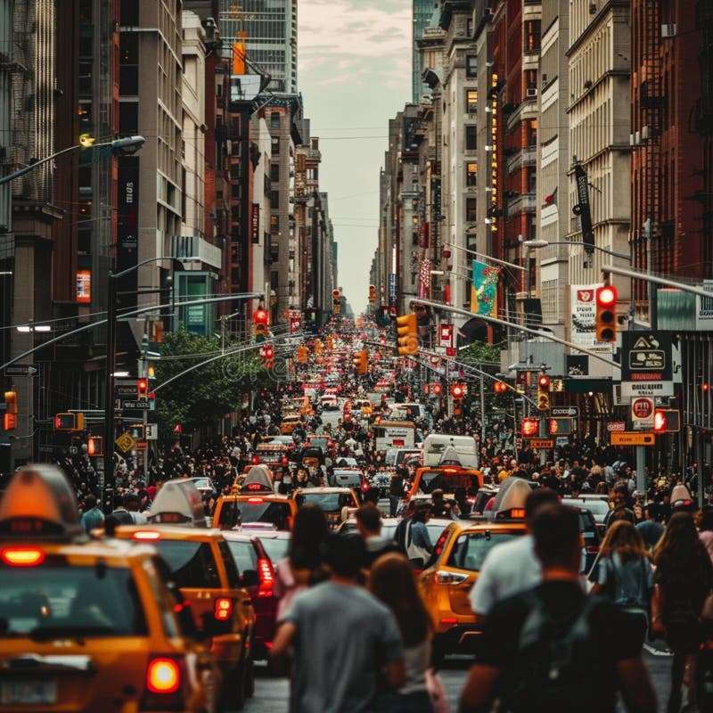 Bustling Urban Street Scene with Active Traffic Control Stock Image ...