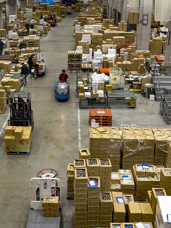 Bustling Warehouse Activity with Workers and Forklifts Editorial Image - Image of warehouse ...