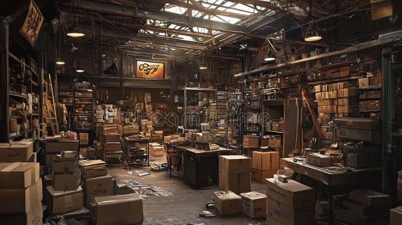 A Bustling Warehouse Filled with Boxes and Equipment, Captur with a ...