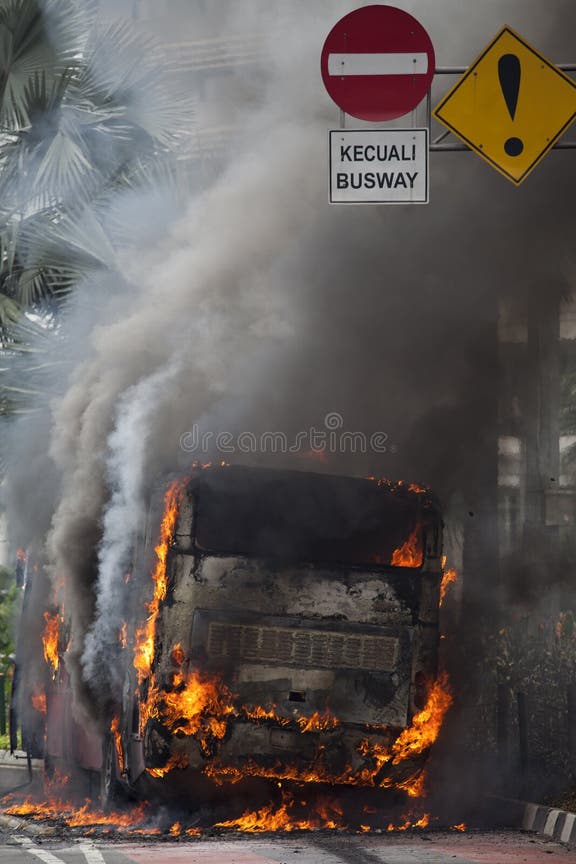 Busway Jakarta Burning editorial image. Image of fire - 25172060