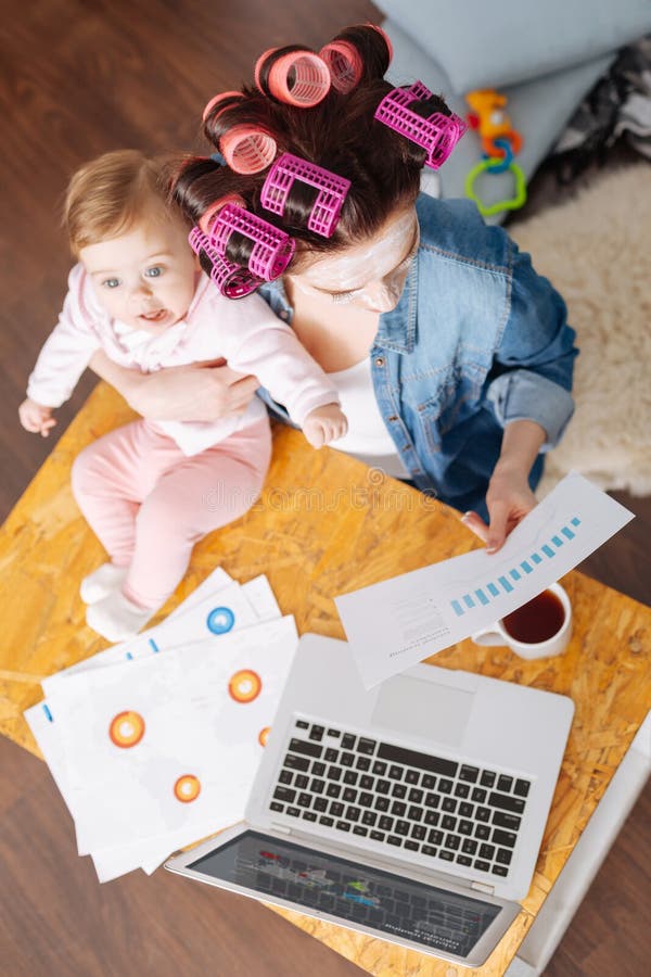 Busy Active Mom Doing Many Things at the Same Time Stock Image - Image ...