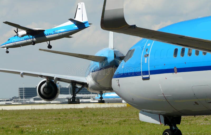 Busy Airport, Airplanes in Runway Queue Stock Photo - Image of runway ...