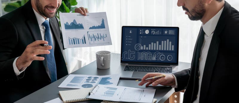 Busy Analyst Team in Office Discuss Data Analysis and Marketing ...