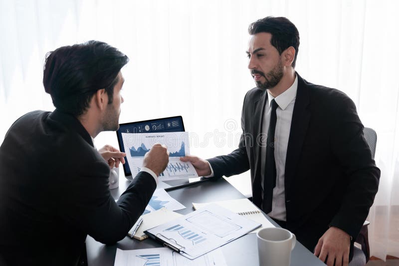 Busy Analyst Team in Office Analyzing Financial Data Analysis. Entity ...