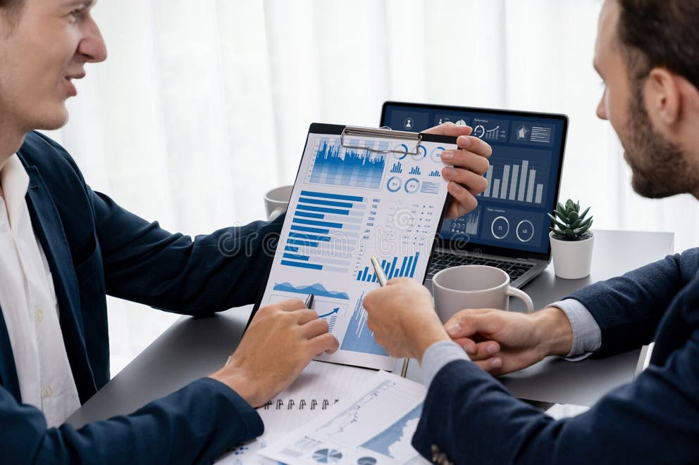 Busy Analyst Team in Office Analyzing Financial Data Analysis. Entity ...