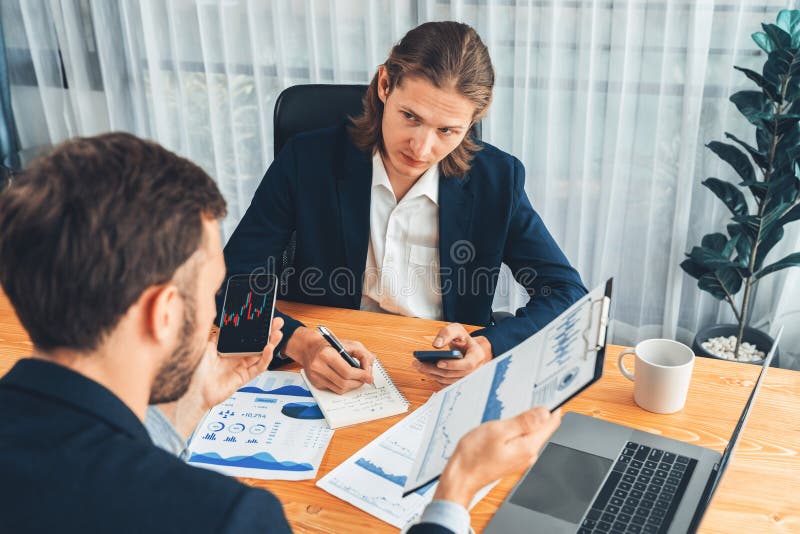 Busy Analyst Team in Office Analyzing Financial Data Analysis. Entity ...