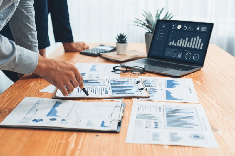 Busy Analyst Team in Office Analyzing Financial Data Analysis. Entity ...